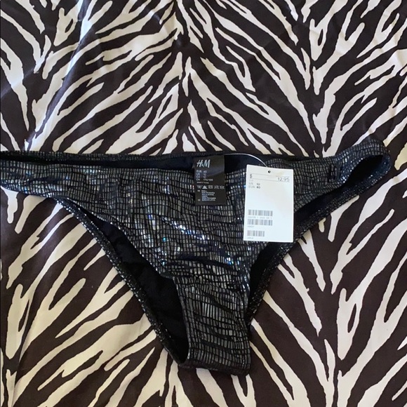 H&M | Swim | Brand New Metallic Blue Bikini Bottoms Size Large | Poshmark